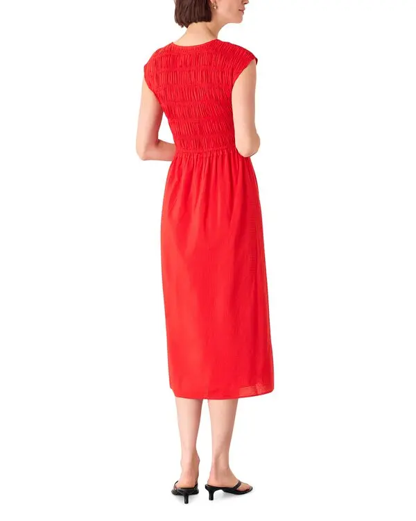 Whistles Petite Shirred Bodice Midi Dress