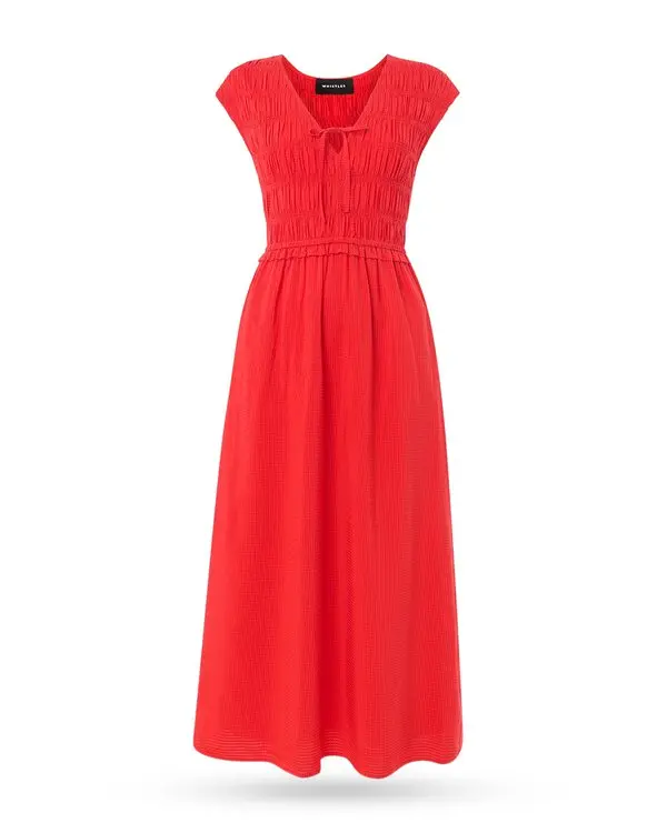 Whistles Petite Shirred Bodice Midi Dress