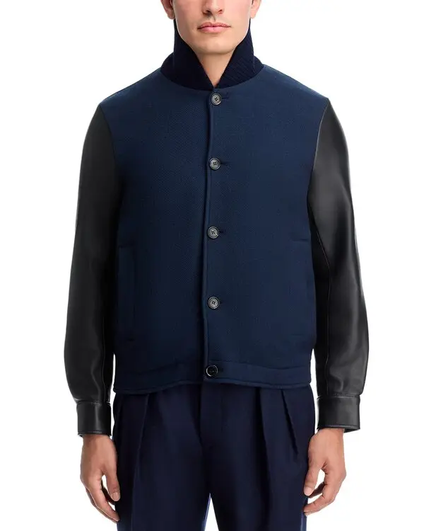 Paul Smith Casual Fit Mixed Media Bomber Jacket