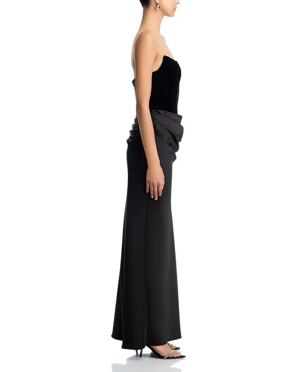 Aqua Strapless Velvet Bodice Gown