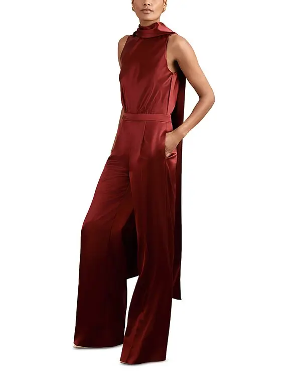 REISS Capeback Jumpsuit - Dark Red