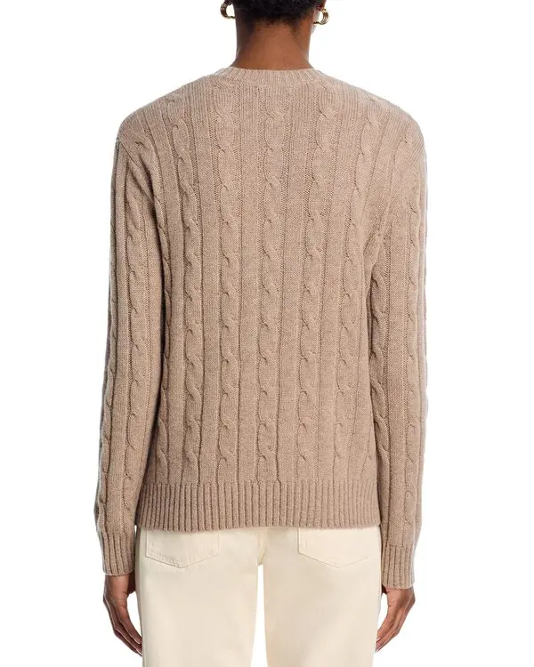 Aqua 100% Cashmere Cable Knit Crewneck Sweater