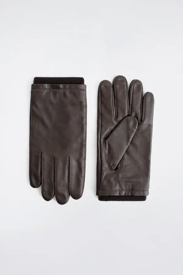 Cos Cashmere-lined Leather Gloves - Brown