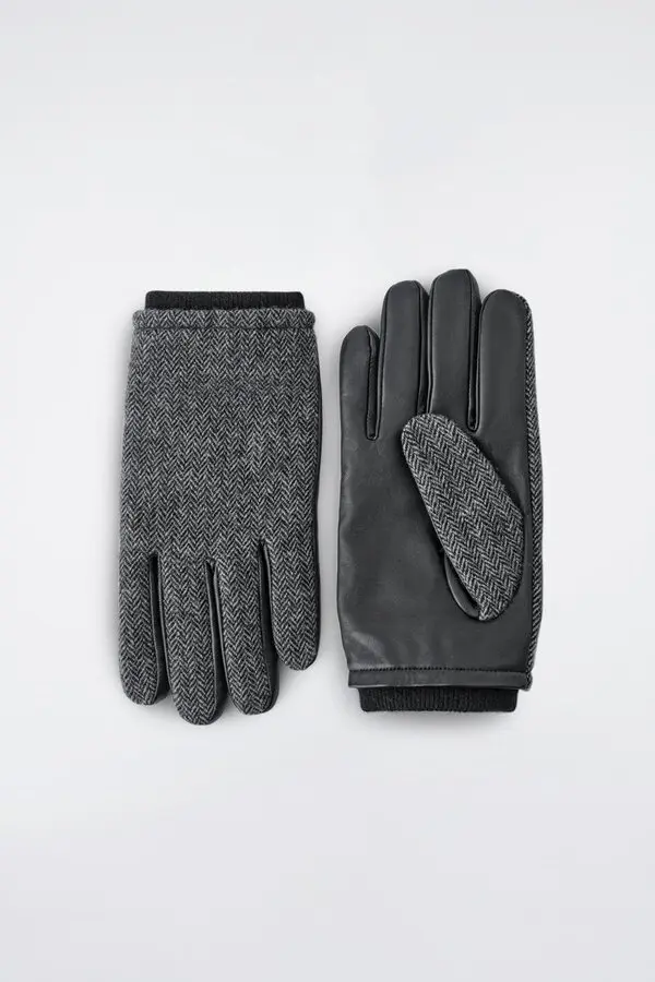 Cos Cashmere-lined Leather Gloves - Gray