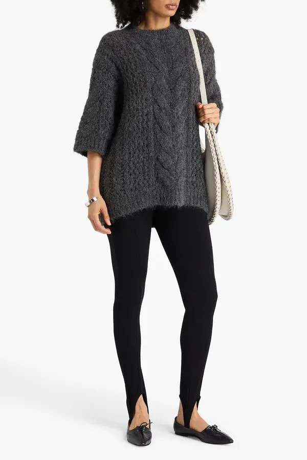 Brunello Cucinelli Bead-embellished Cable-knit Alpaca-blend Sweater