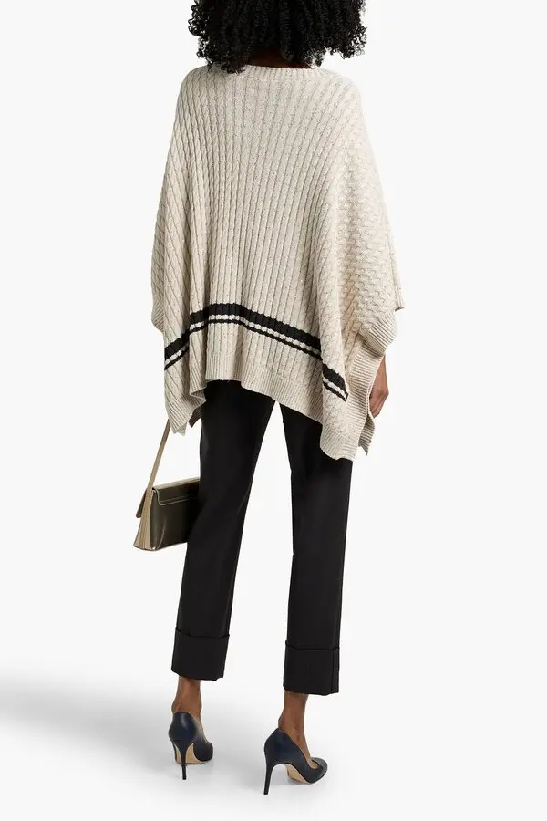 Brunello Cucinelli Sequin-embellished Striped Cable-knit Poncho