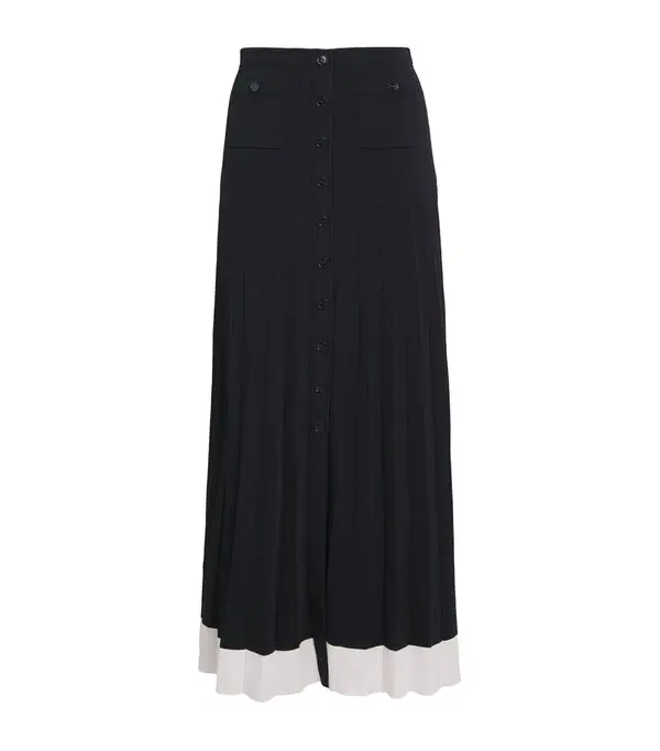 Sandro Contrast-trim Knitted Maxi Skirt