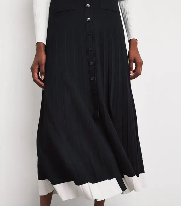 Sandro Contrast-trim Knitted Maxi Skirt