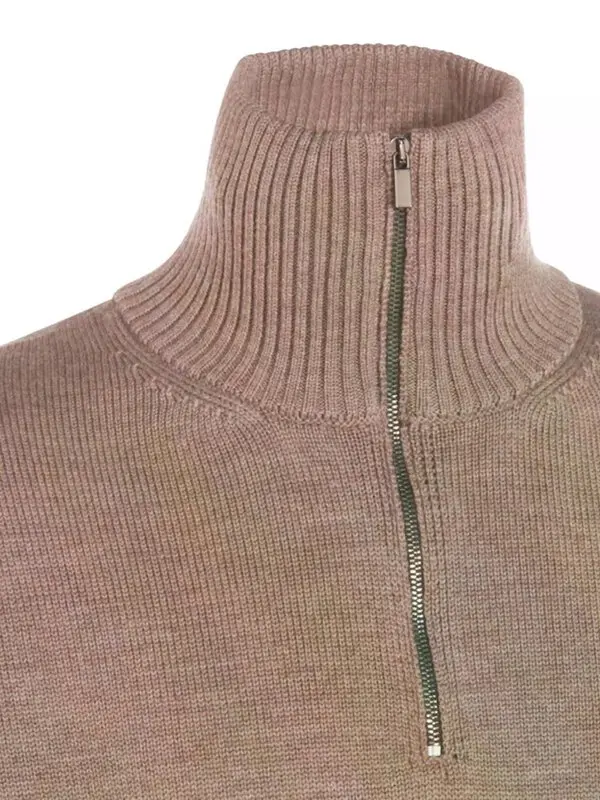 Altea Zip-fastening Virgin Wool Sweater - Neutrals