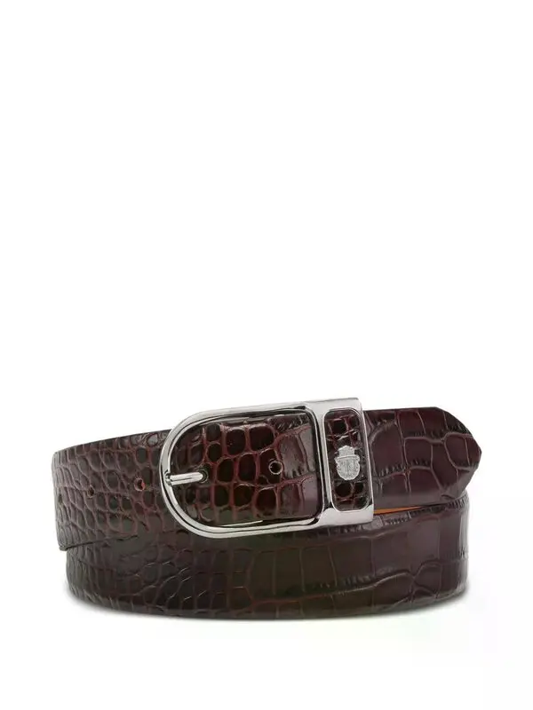 BILLIONAIRE Crocodile-embossed Leather Belt - Brown
