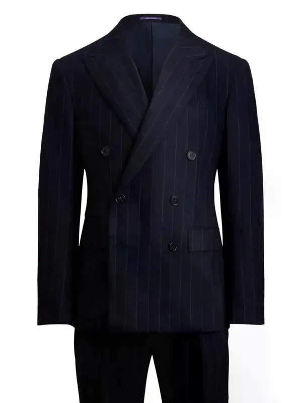Ralph Lauren Purple Label Pinstripe Double-breasted Suit - Blue