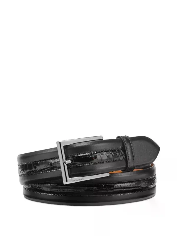 BILLIONAIRE Crocodile-embossed Leather Belt - Black