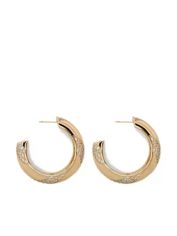 SELF-PORTRAIT Twisted Pavé Hoop Earrings - Gold