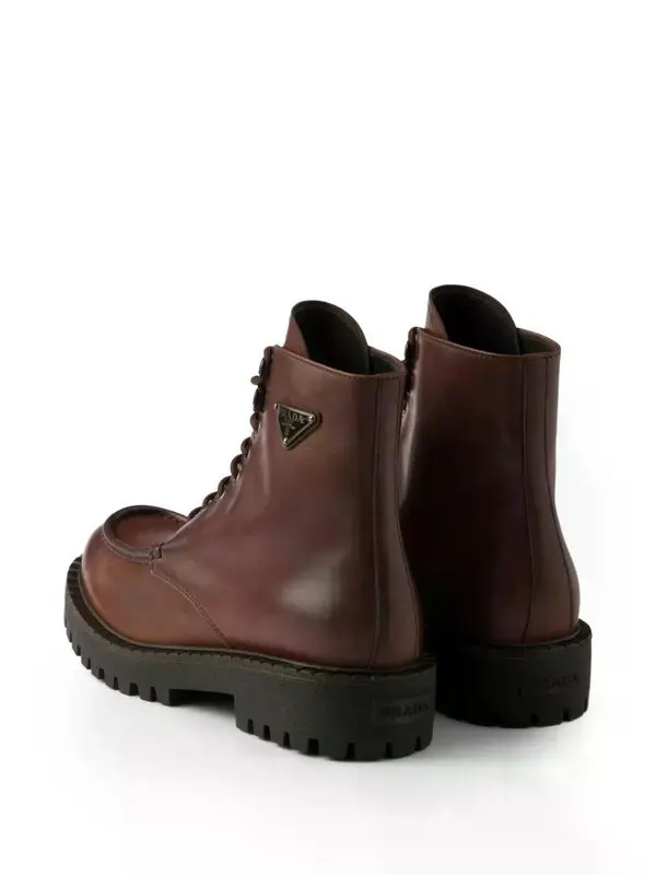 Prada Lace-up Lug-sole Boots - Brown