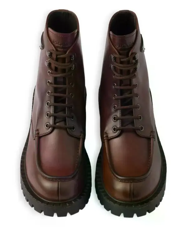 Prada Lace-up Lug-sole Boots - Brown