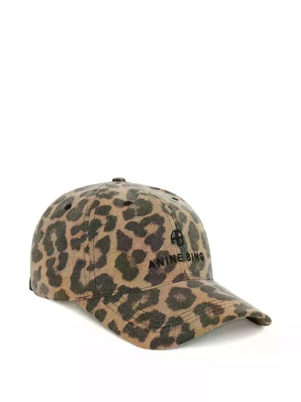 ANINE BING Jeremy Leopard-patterned Cap - Neutrals