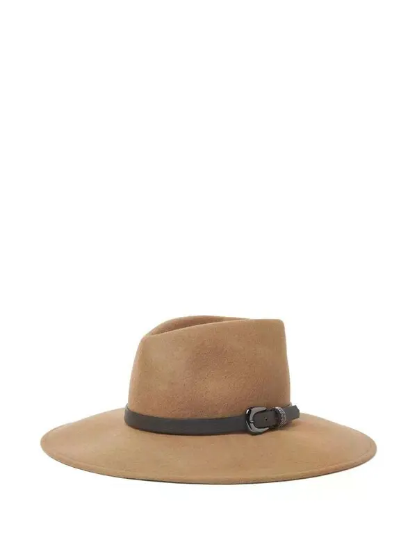 Peserico Leather Buckle Felt Hat
