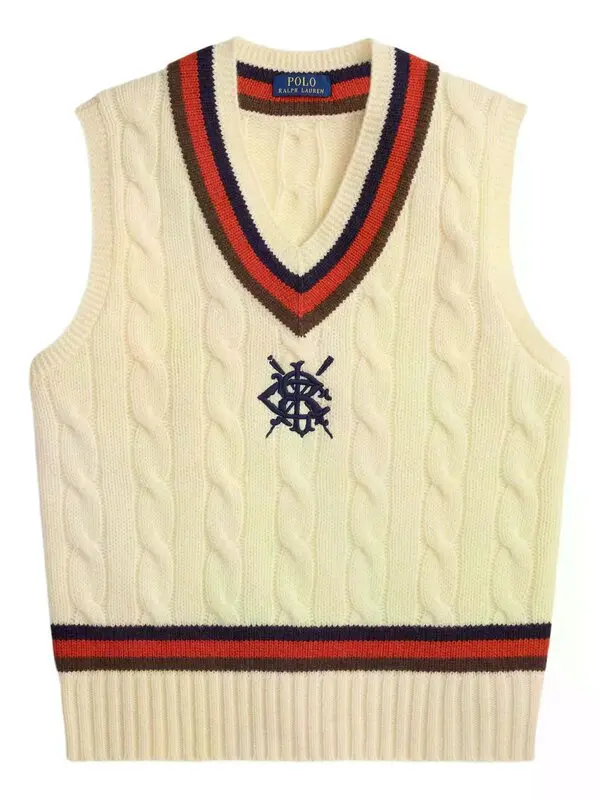 Ralph Lauren Cable-knit V-neck Vest - Neutrals