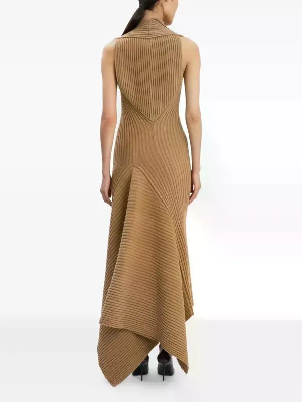 Victoria Beckham Ribbed Draped Midi Dress - Neutrals