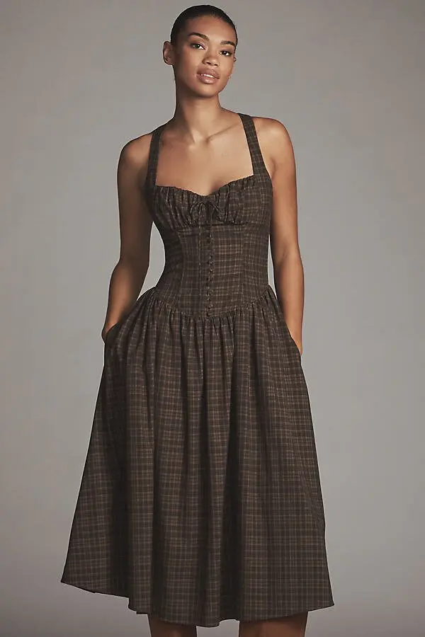 brown basque waist dress nocturne
