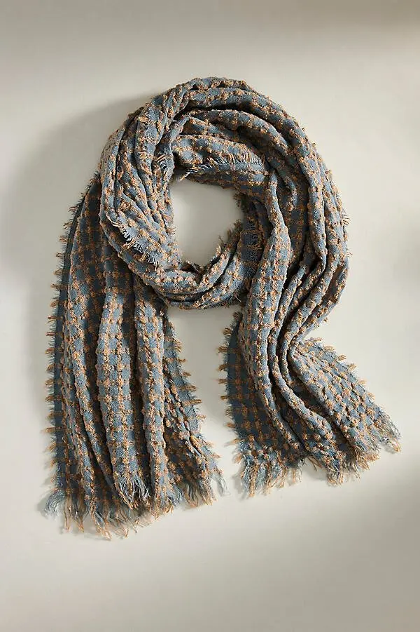 TERRAIN Plaid Crkle Scarf - Light Blue