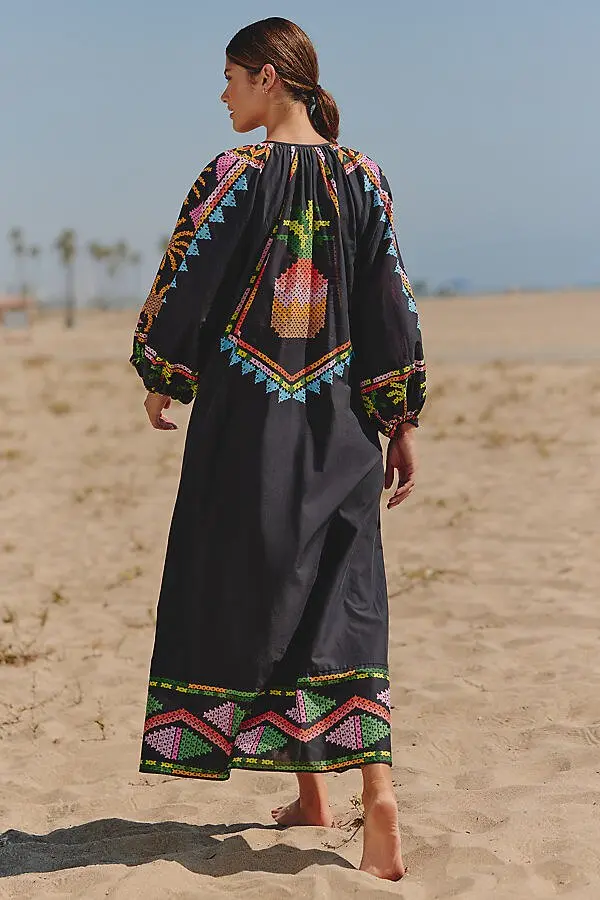 knee length dresses for ladies Camden Geo Button Down Maxi Dress