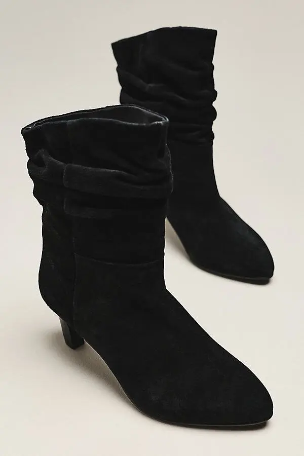 Anthropologie Suede Scrunch Boots - Black