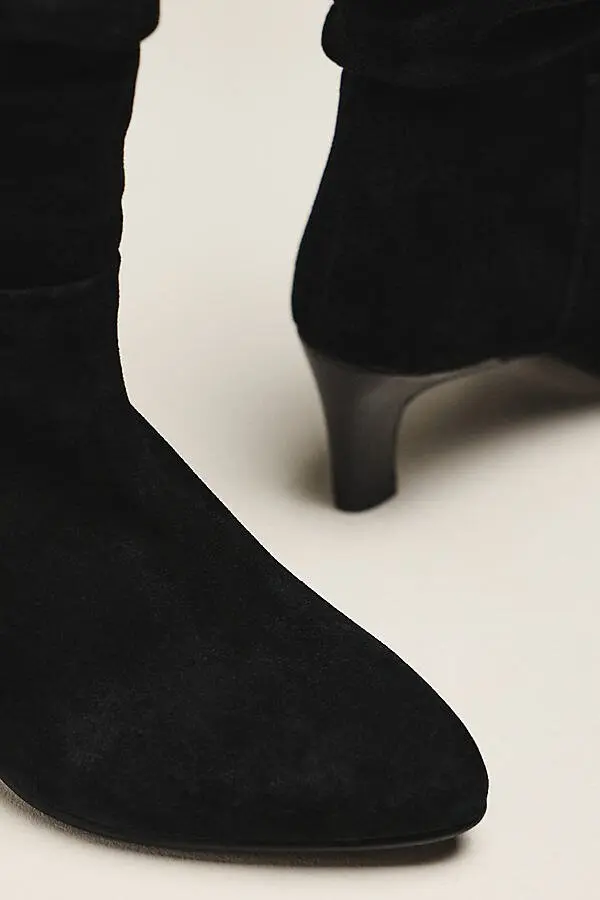 Anthropologie Suede Scrunch Boots - Black