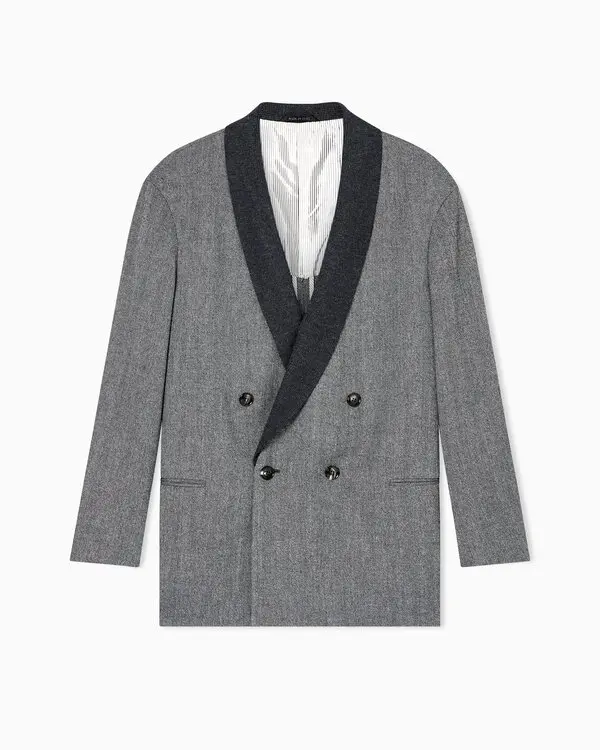Giorgio Armani Chevron Wool-cashmere Double-breasted Jacket