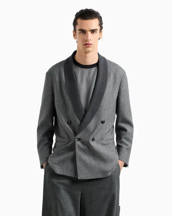 Giorgio Armani Chevron Wool-cashmere Double-breasted Jacket