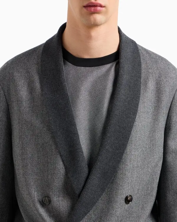 Giorgio Armani Chevron Wool-cashmere Double-breasted Jacket