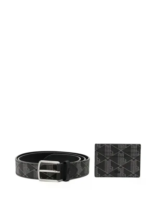 Lacoste Monogram Belt And Cardholder Set - Black
