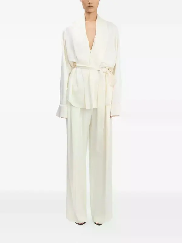 Victoria Beckham Pleated Wide-leg Trousers - Neutrals
