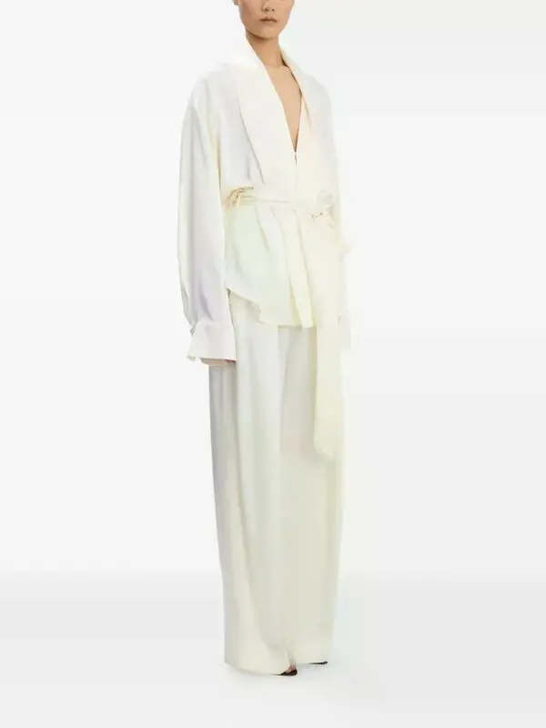 Victoria Beckham Pleated Wide-leg Trousers - Neutrals