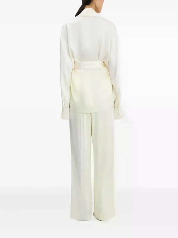 Victoria Beckham Pleated Wide-leg Trousers - Neutrals