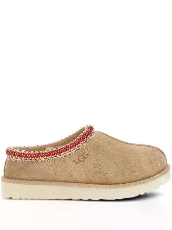 UGG Braided Trim Suede Slippers - Brown