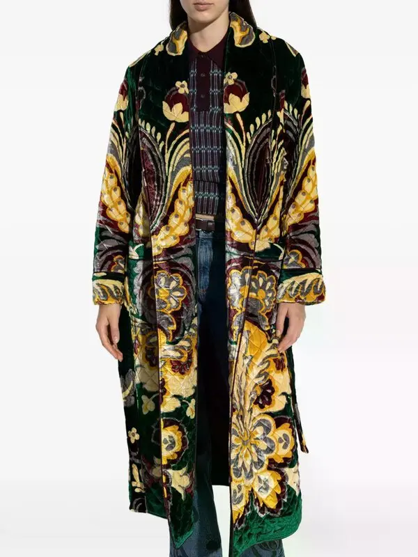 Etro Floral Quilted Velvet Coat
