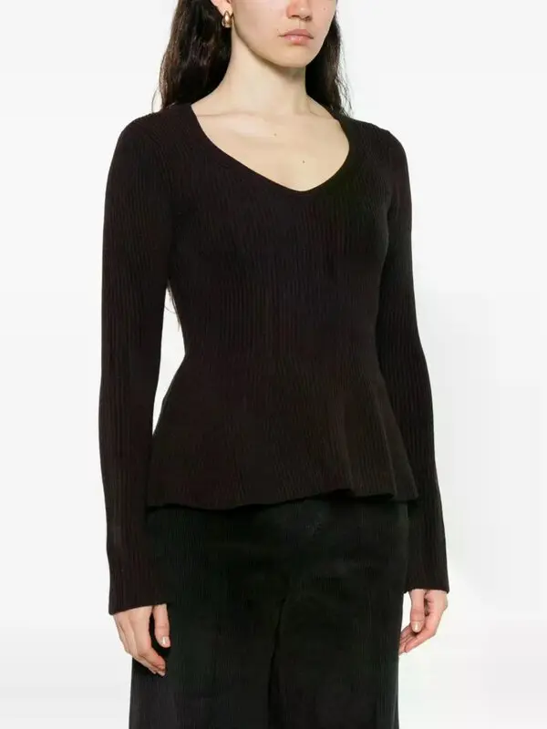 TWINSET V-neck Ribbed Knit Sweater