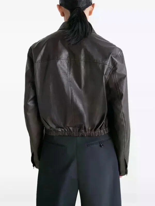 LEMAIRE Buttoned Leather Jacket - Brown