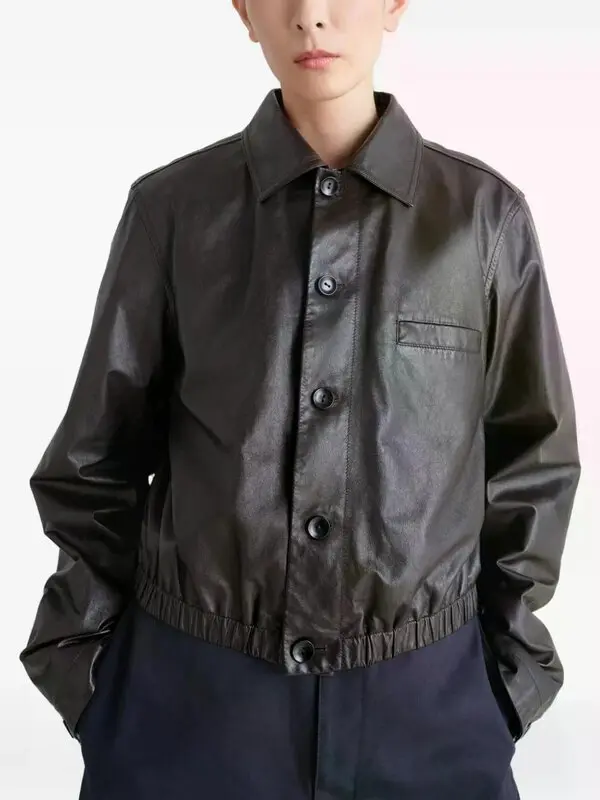 LEMAIRE Buttoned Leather Jacket - Brown