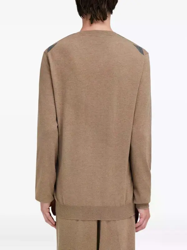 FERRAGAMO V-neck Argyle Virgin-wool Sweater - Neutrals