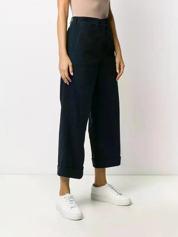 Aspesi Cropped Wide Leg Trousers - Blue
