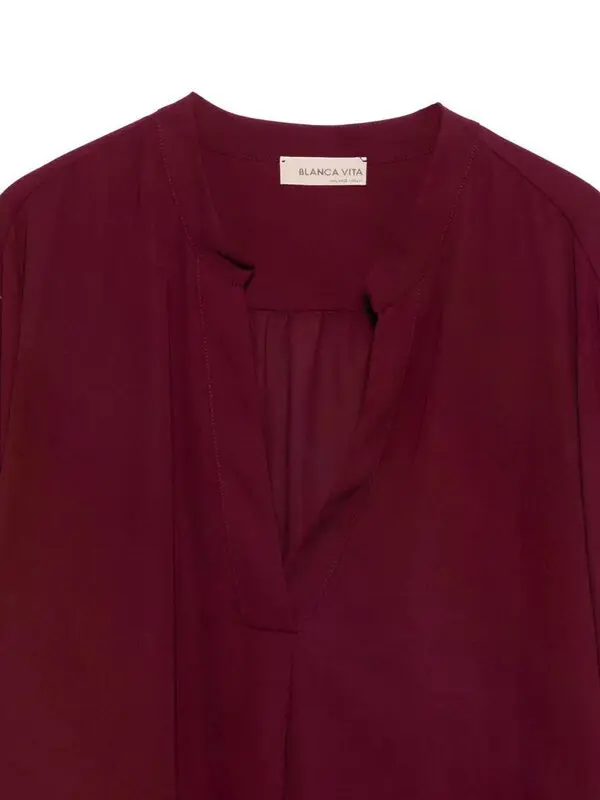 BLANCA VITA Keyhole-neckline Long-sleeve Top
