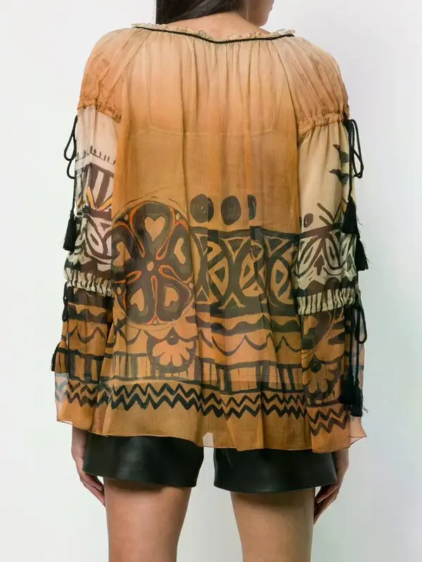 Alberta Ferretti Patterned Sheer Blouse