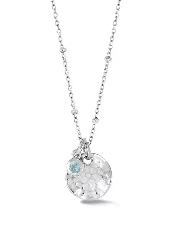 DOWER & HALL Hammered-disc Aquamarine-pendant Necklace - Silver