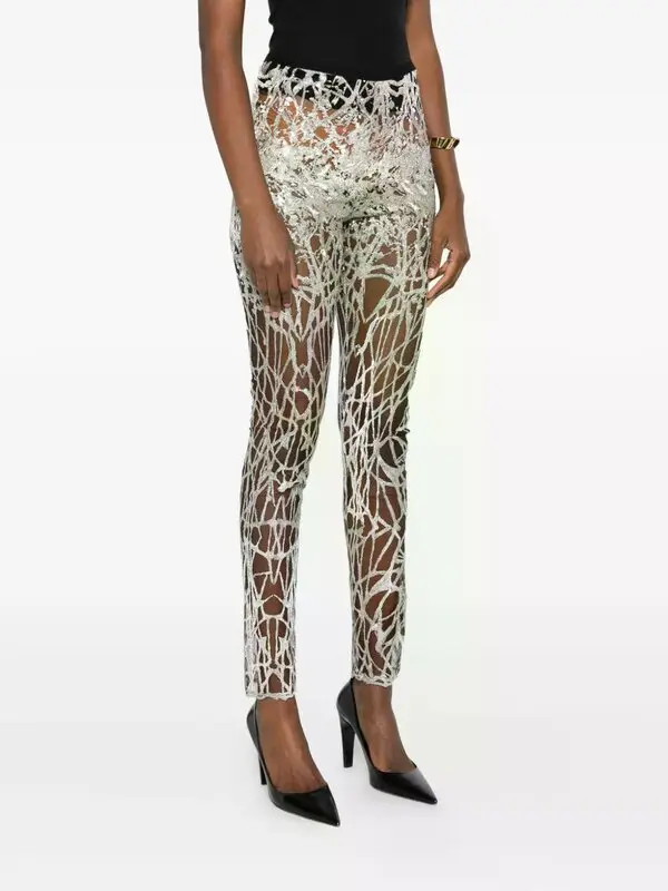GEMY MAALOUF Lace-pattern Metallic Leggings