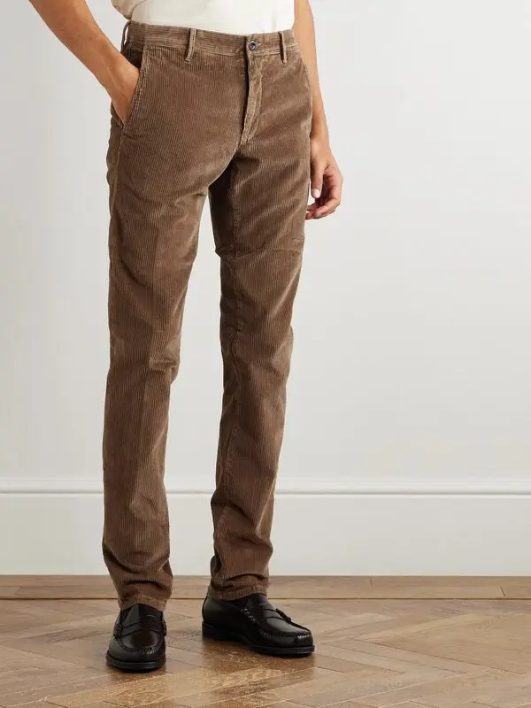 SLOWEAR Incotex Slim-fit Cotton-blend Corduroy Trousers - Brown