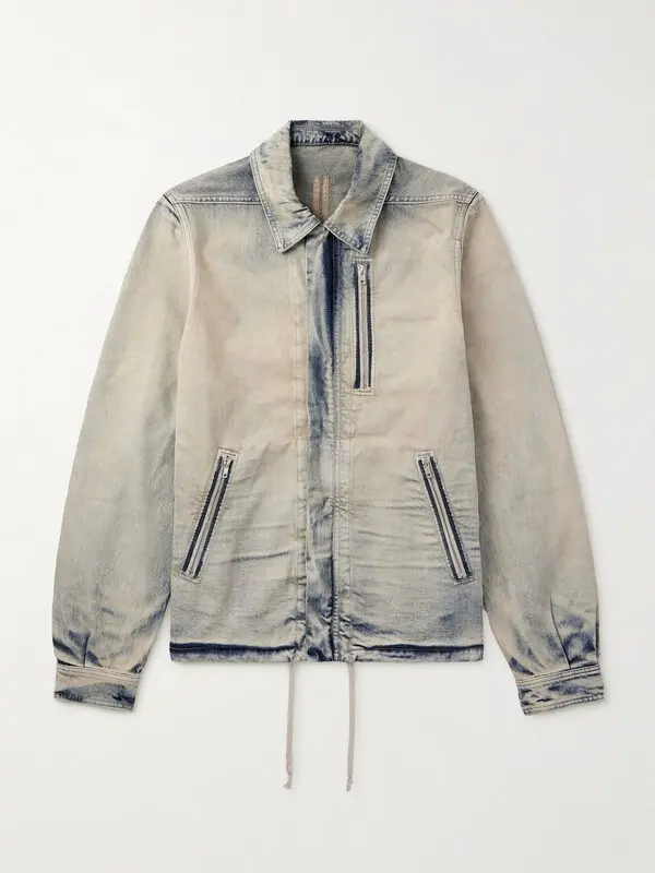 Rick Owens Faded Denim Jacket - Gray