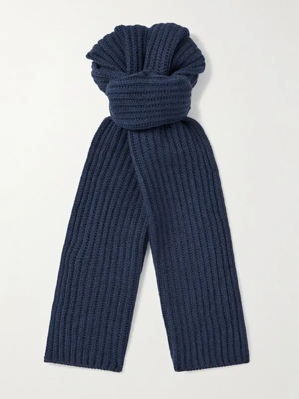 Loro Piana Ribbed Cashmere Scarf - Blue