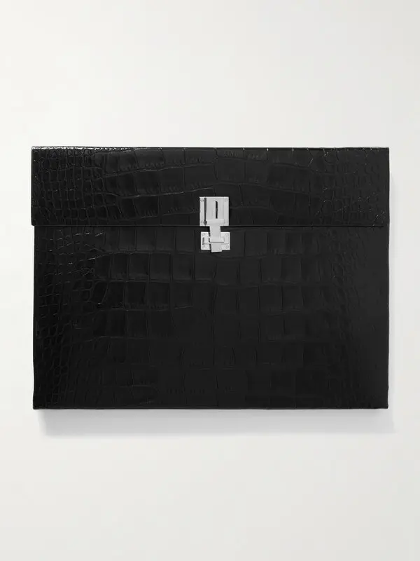 TOM FORD Croc-effect Patent-leather Document Holder - Black